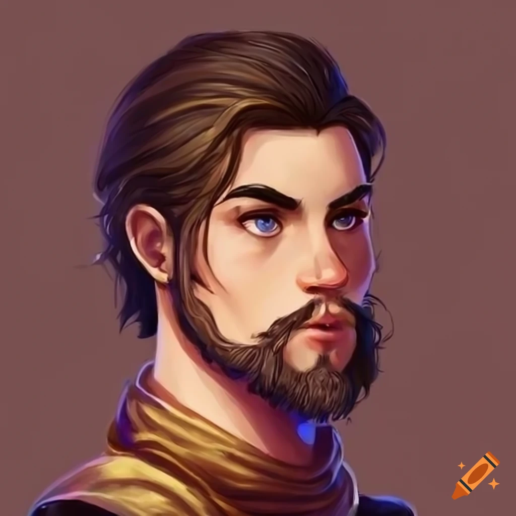 Young handsome hector with a beard on Craiyon