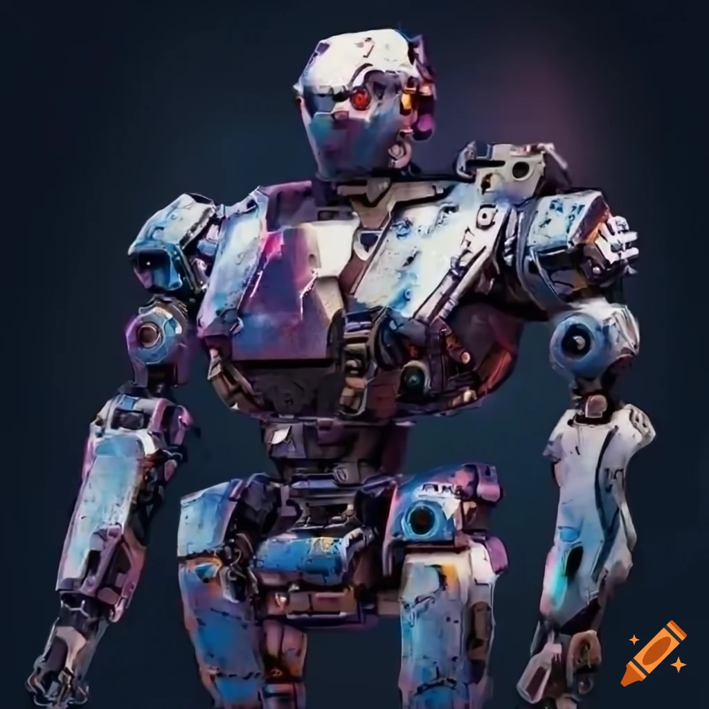 Futuristic robot, armored robot, mechanical, menacing, military weapon ...