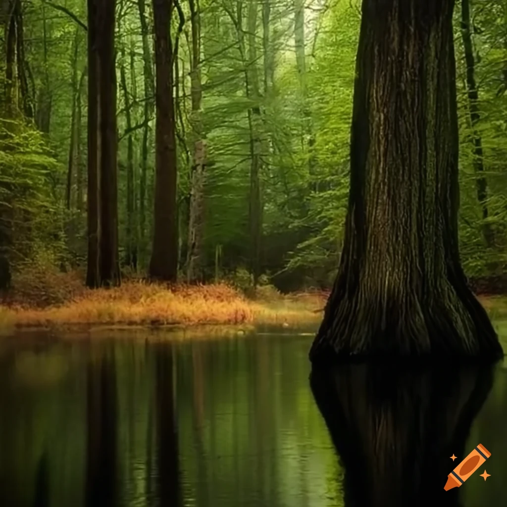 Forêt verdoyante et marais
