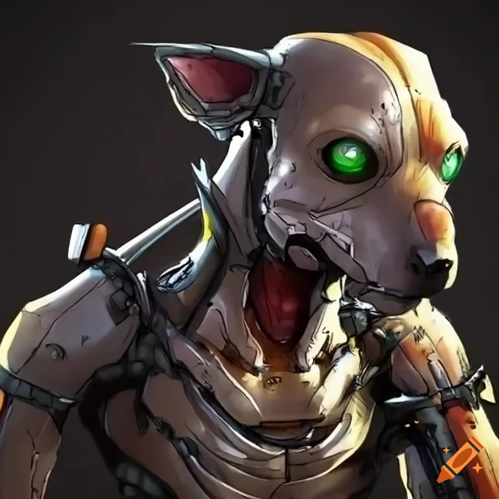 Anthro cyborg dog, HD on Craiyon
