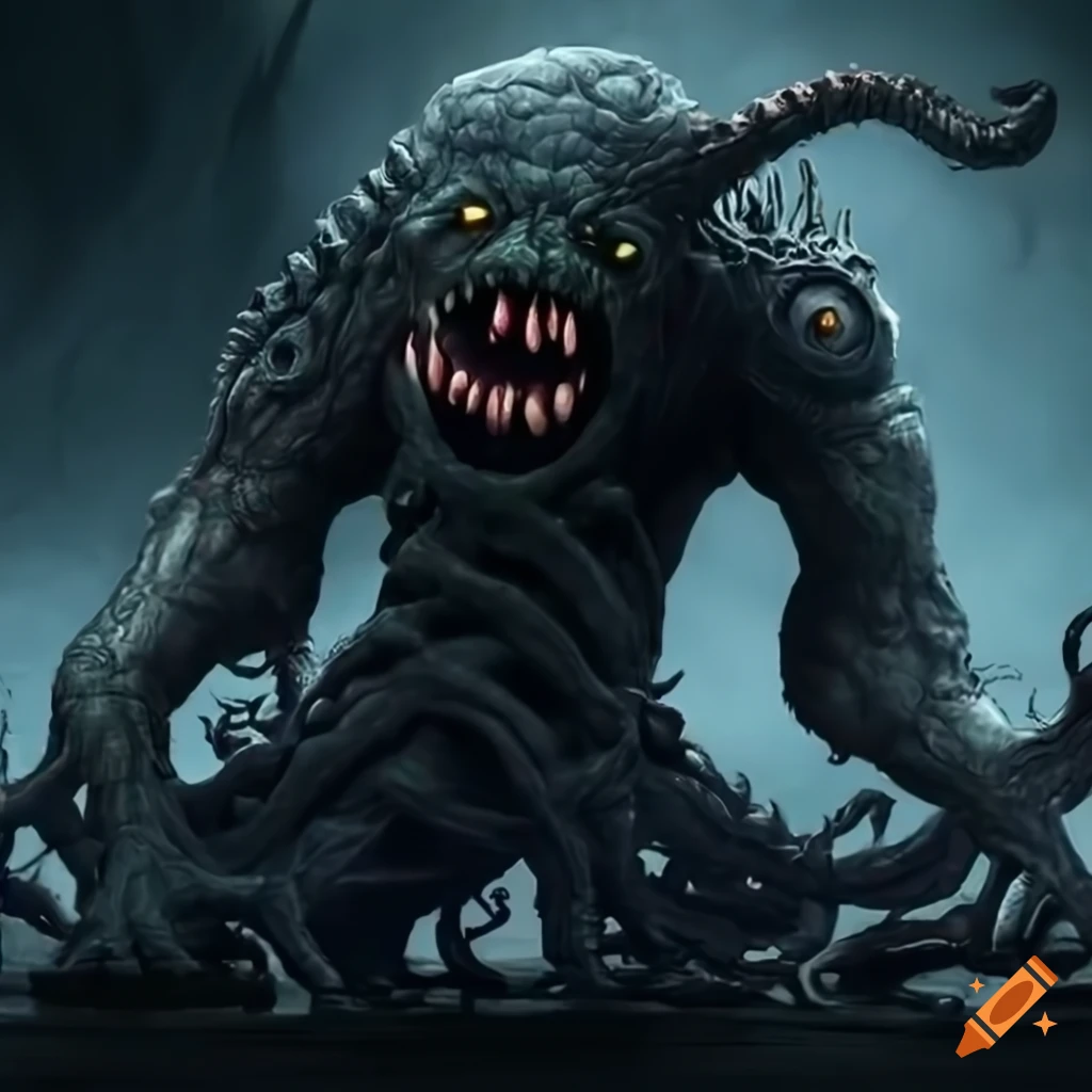 Dark monster with tentacles in high definition on Craiyon