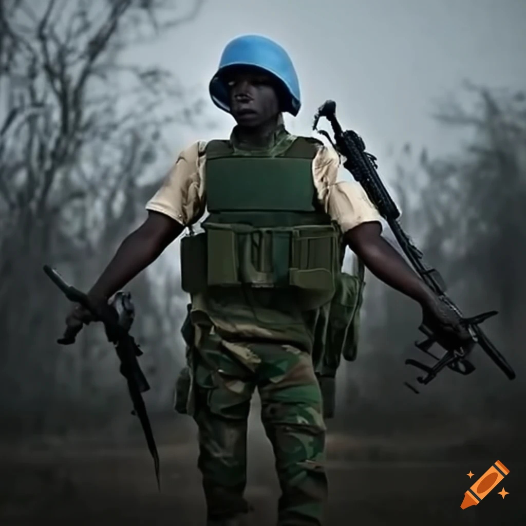 Un peacekeepers mediating conflict between warring rebel groups
