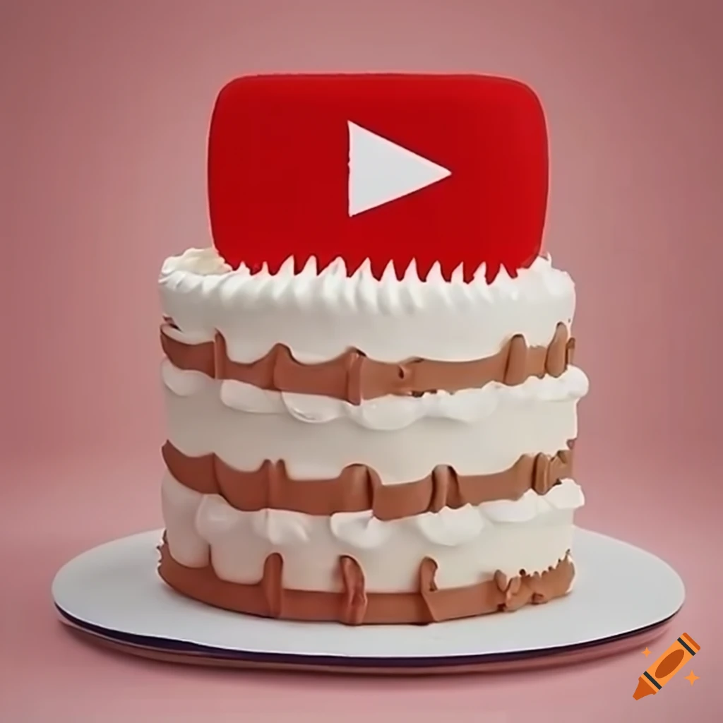 Youtube cake, '50 videos' written in icing, top cake