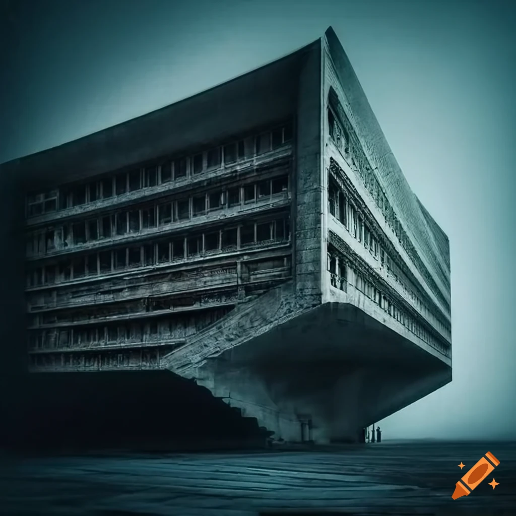Photo of a gigantic reinforced concrete building style antonio sant’elia