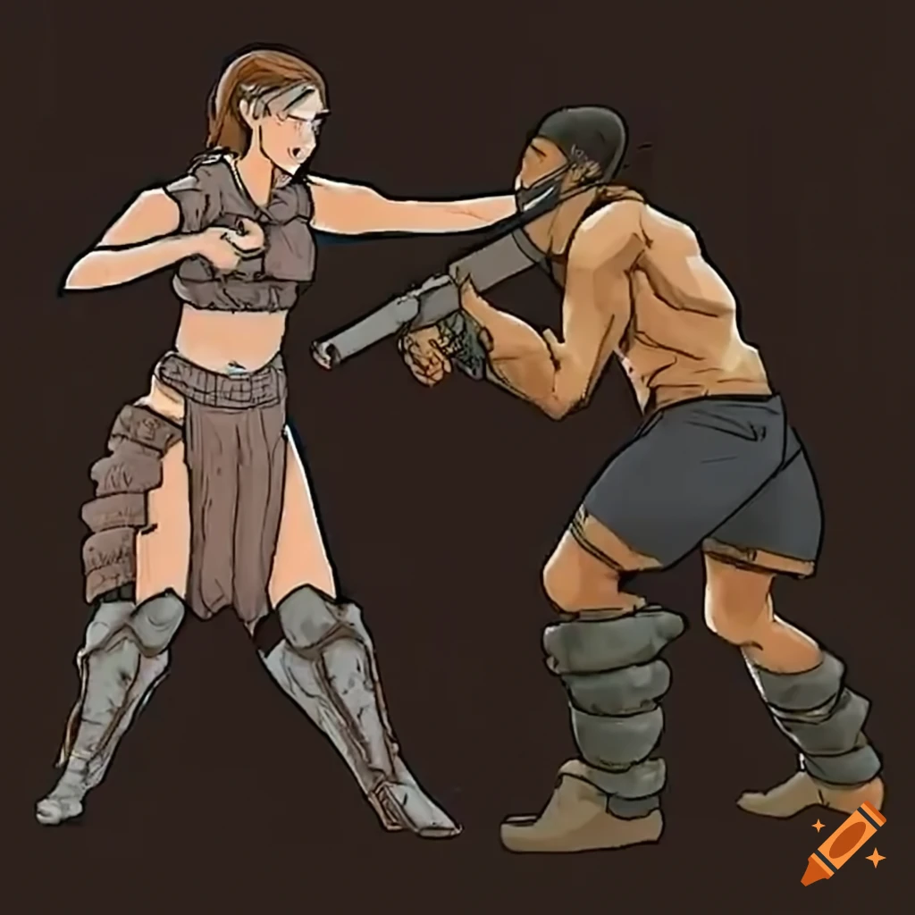 Intense arena combat on Craiyon