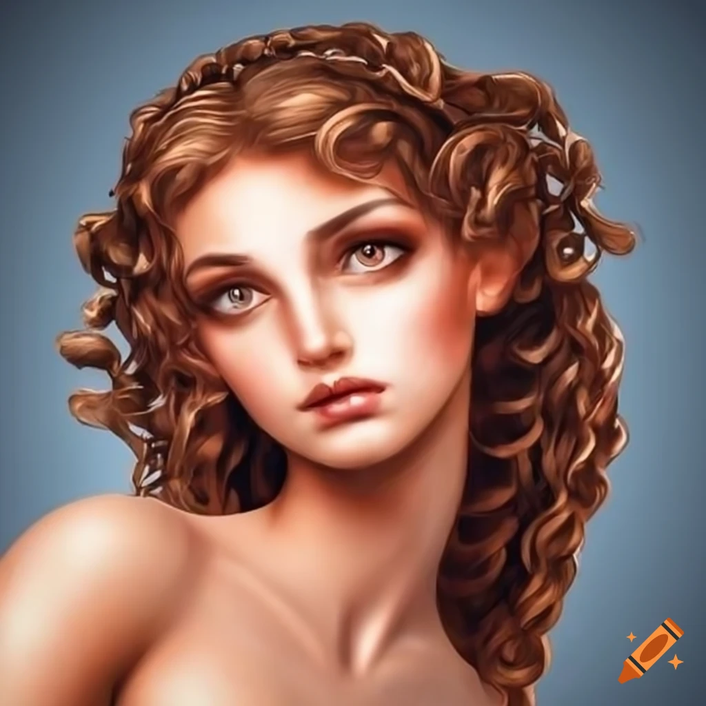 Young beautiful aphrodite with brown eyes on Craiyon