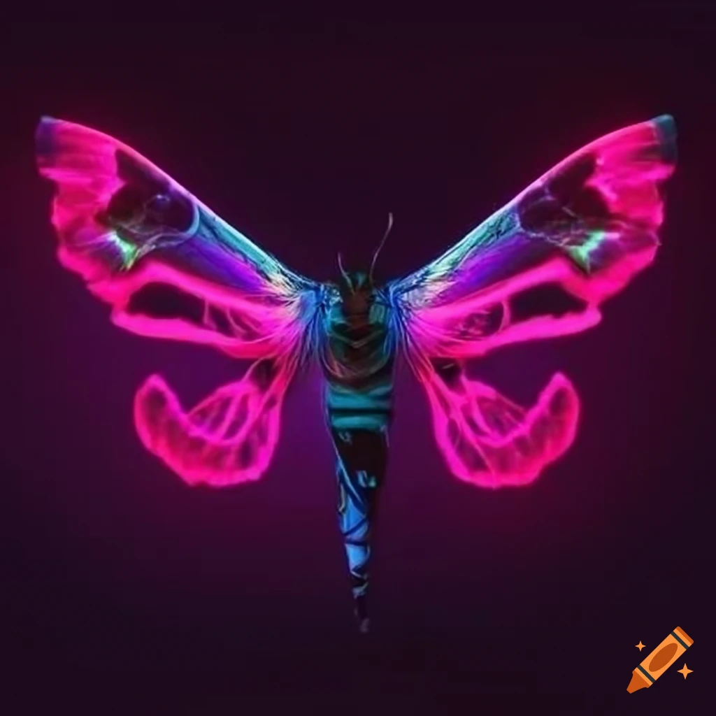 Futuristic neon moth on Craiyon