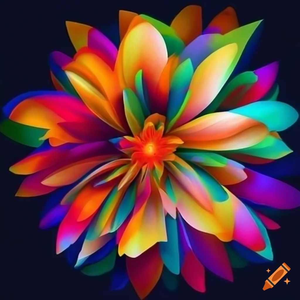 Abstract flowers in vibrant colors on Craiyon