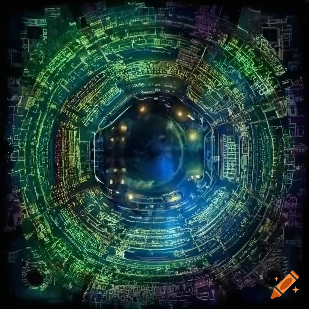 Matrix-inspired satellite in futuristic style, map on Craiyon