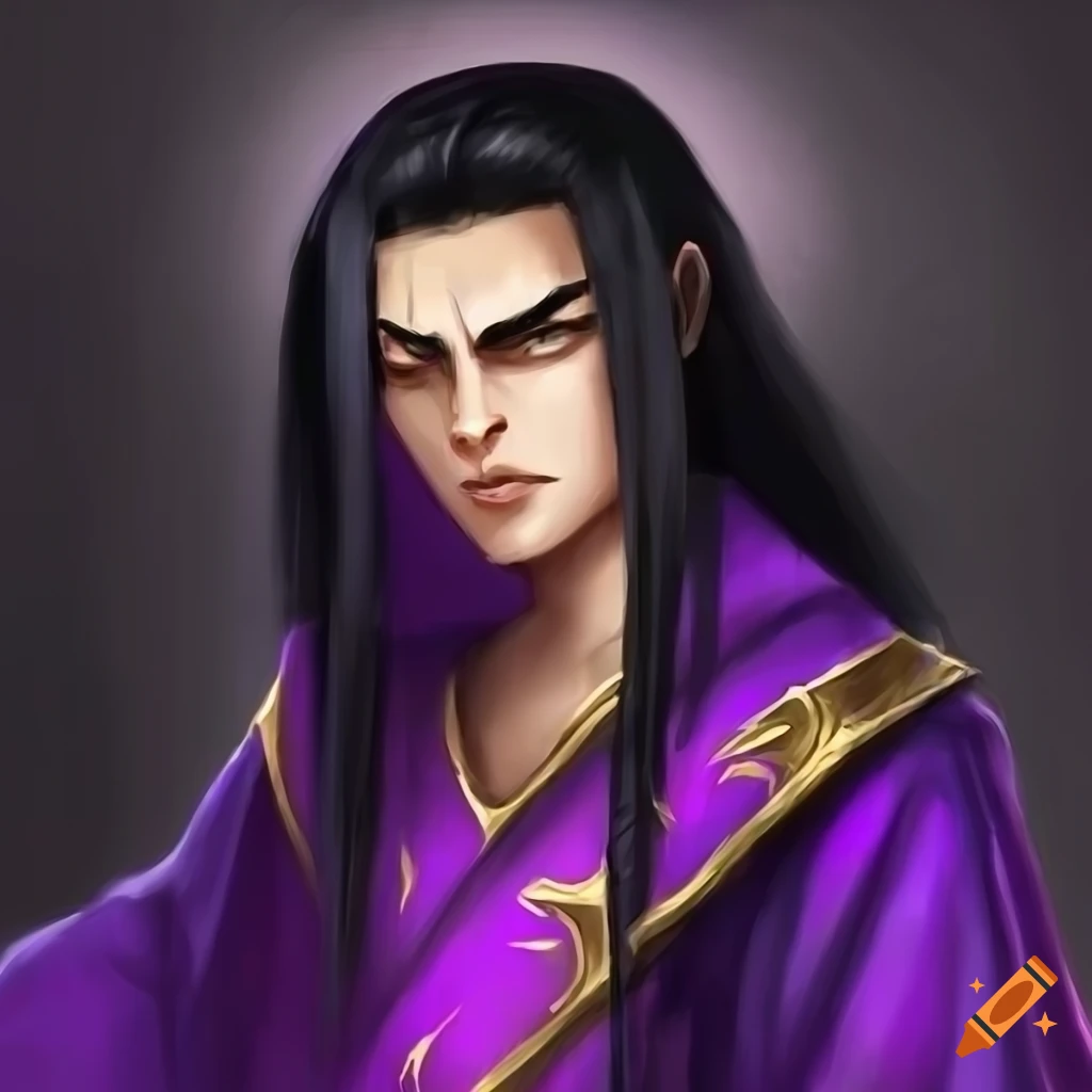 Angry and sarcastic filipino young man, violet mage outfit, long and ...