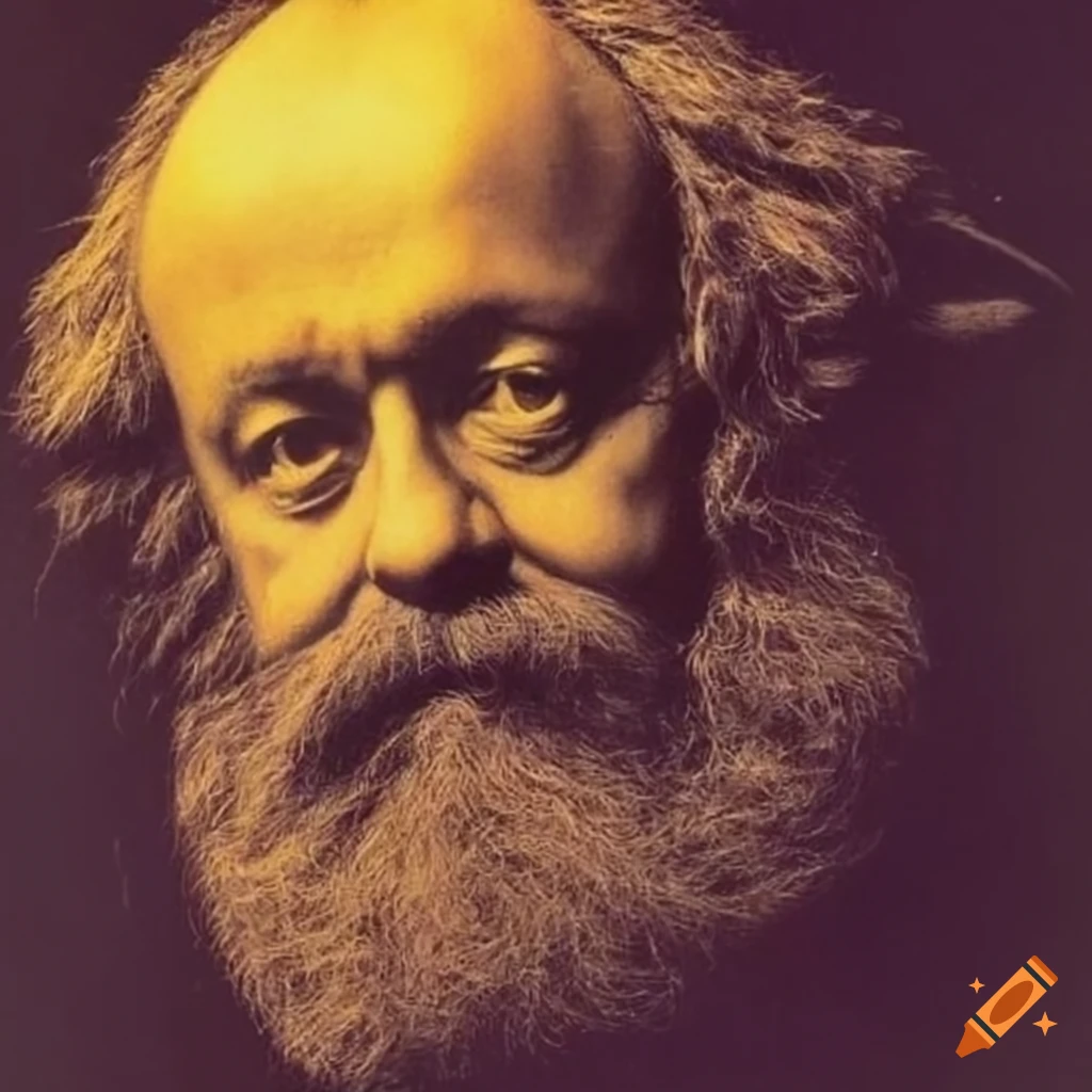 Friedrich merz with the beard of karl marx, yellow-pink filter on Craiyon