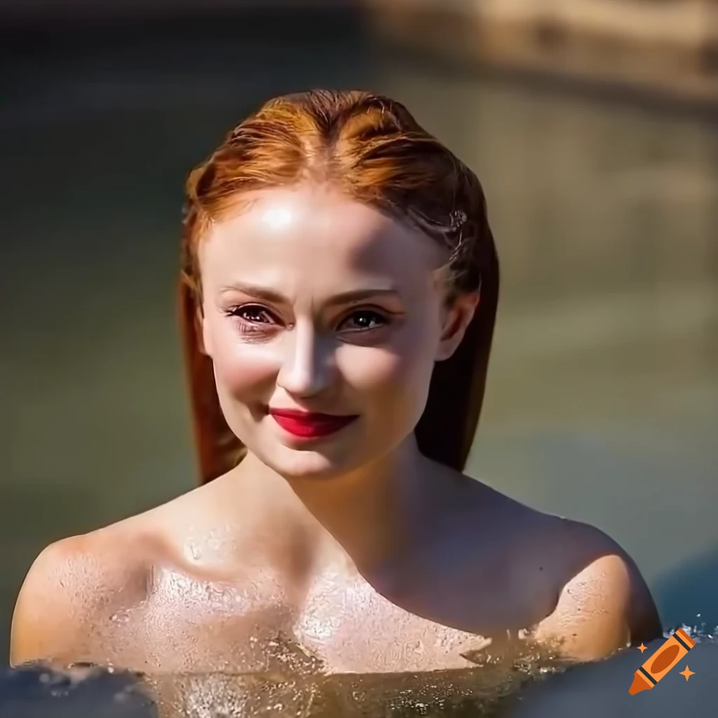 Gorgeous "sansa stark" red lips big eyes in ancient roman bath bathing ...