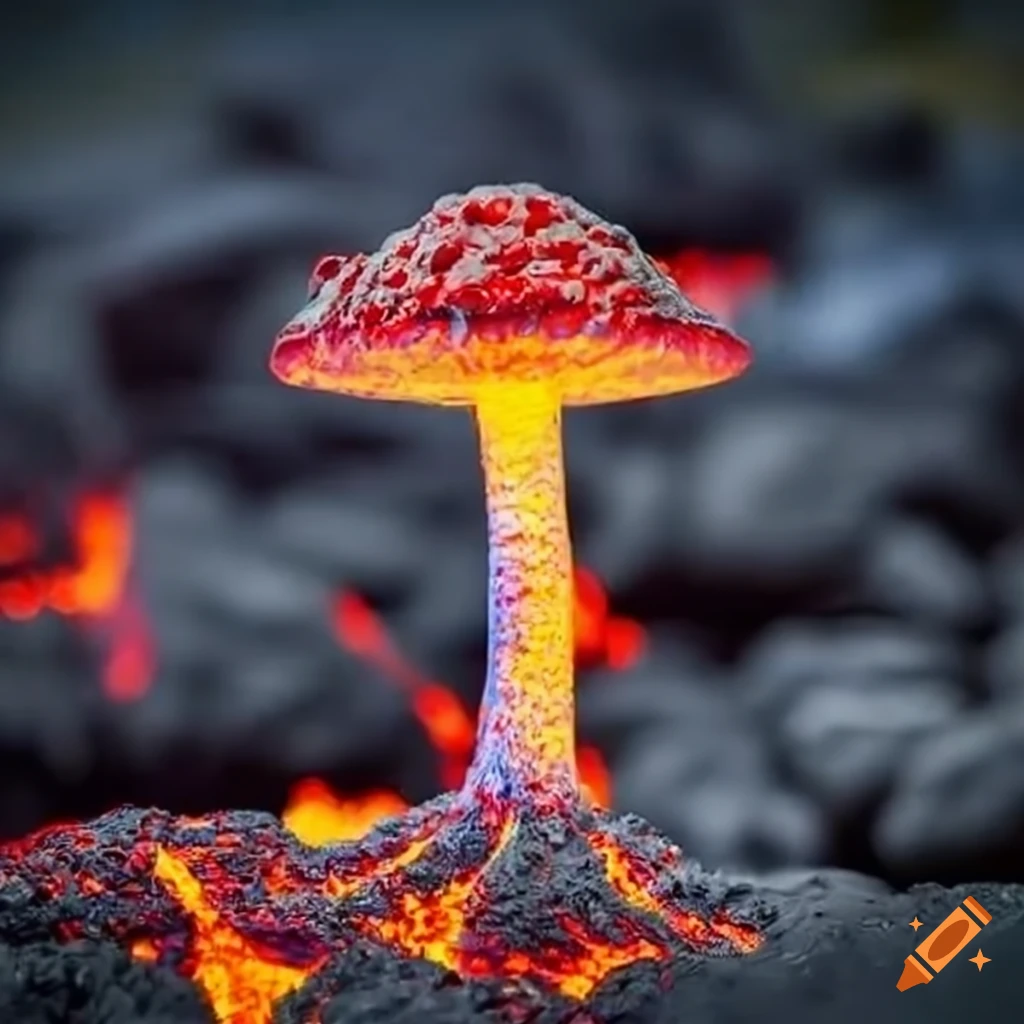 Mushroom made of lava on Craiyon