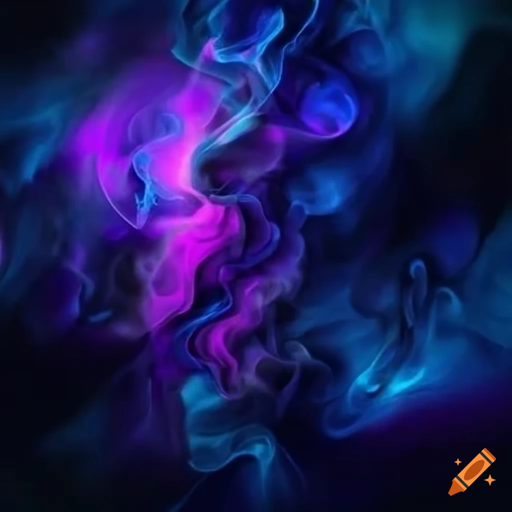 Ink like ethereal purple and blue magic visualization aztec style on ...