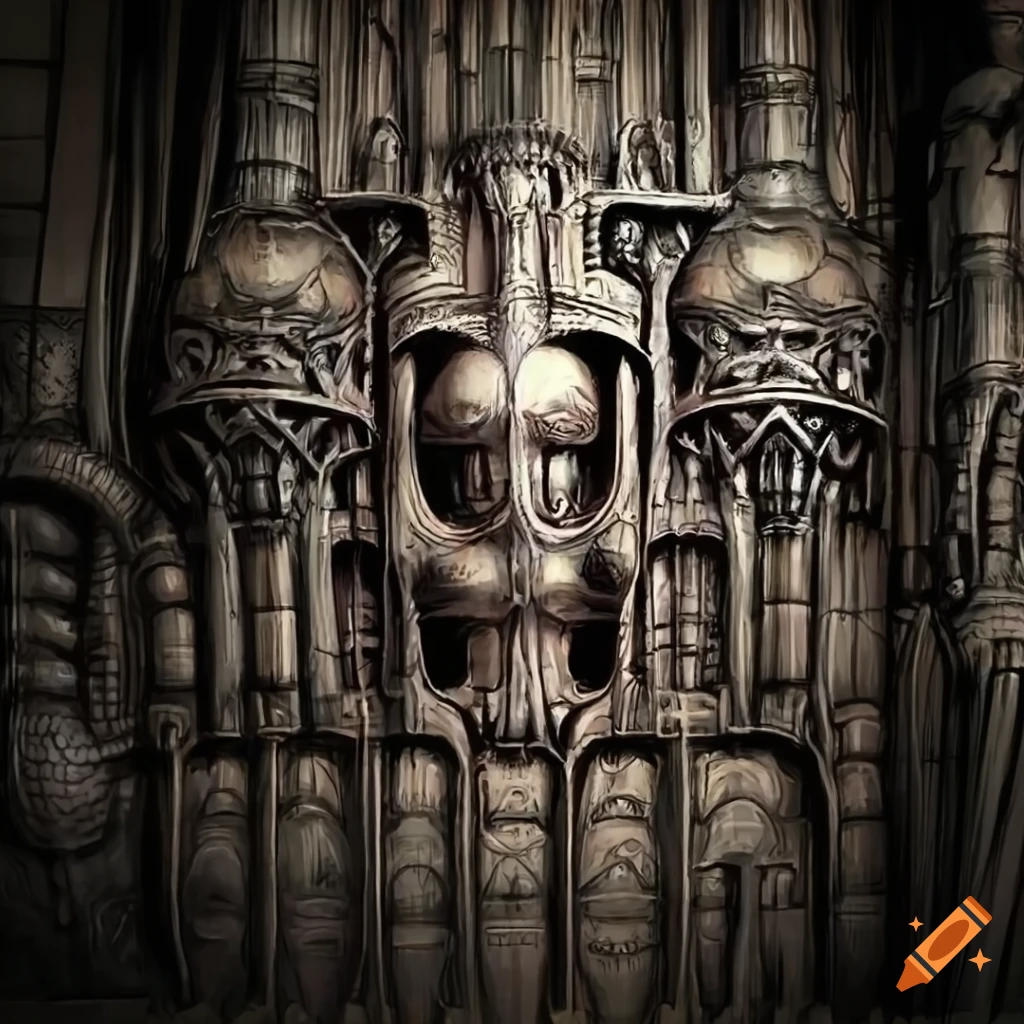 Wall in hr giger style art