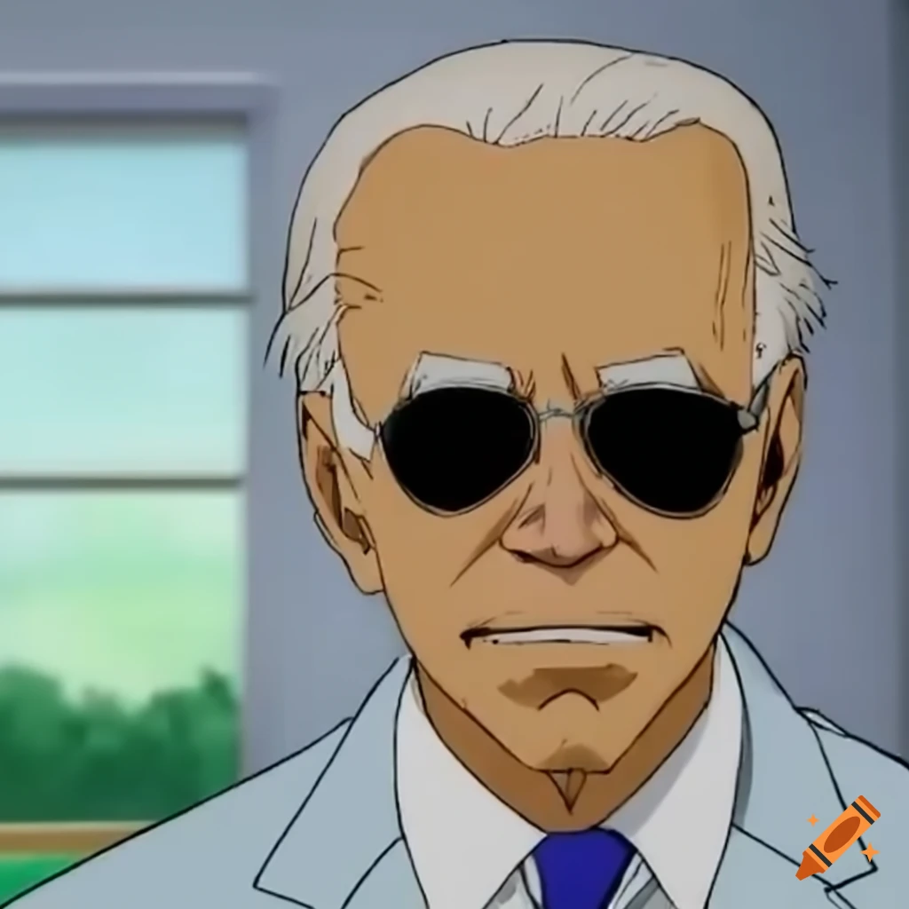 Joe Biden wearing Ray-Ban sunglasses in Haikyuu Anime on Craiyon