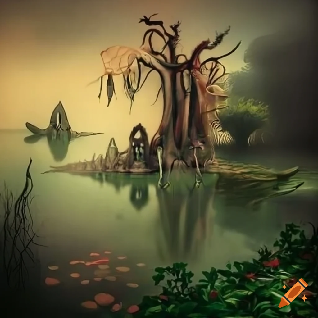 Marais surréaliste nénufars exotic and surreal floral garden habited by ...