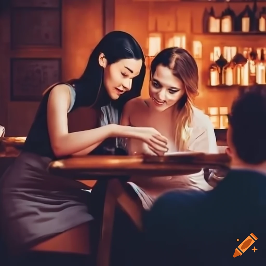 Friends discussing menu options at a restaurant