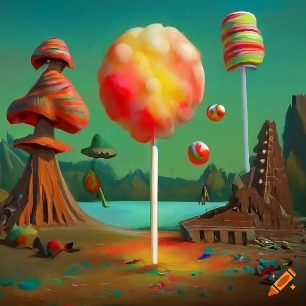 A fantasy world full of candy and sweets, fantasy art by greg rutkowski ...