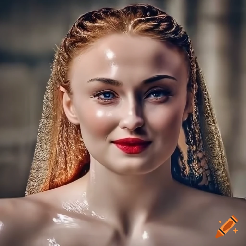 Gorgeous "sansa stark" red lips big eyes in ancient roman bath bathing sweet smile wet, Award ...