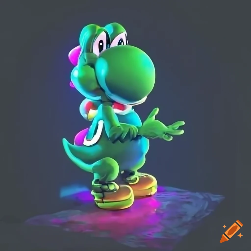 Nintendos yoshi in a cyberpunk neon style