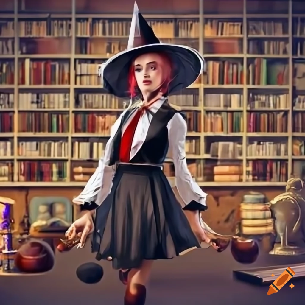 Student witch with a white shirt, red and gold tie and wearing a full ...