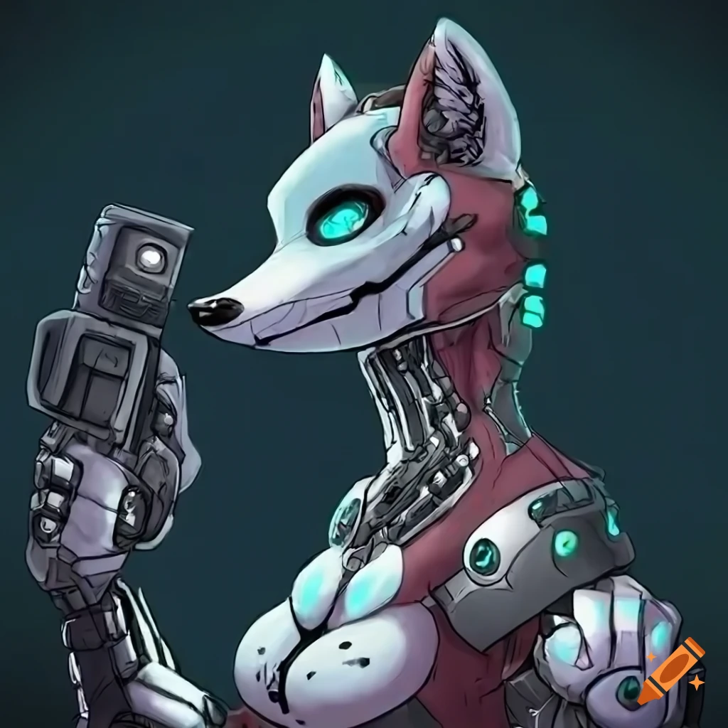 Anthro cyborg fox, hd on Craiyon