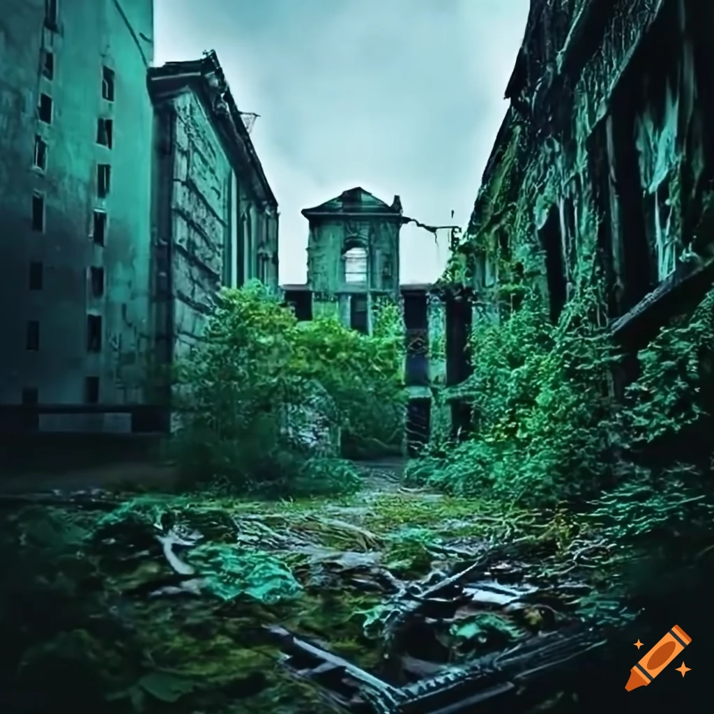 Overgrown asylum rooftop