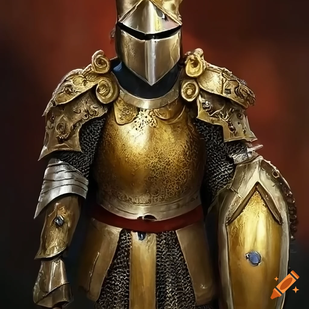 Fantasy Knight Commander In Golden Armour With Greathammer,, 51% OFF