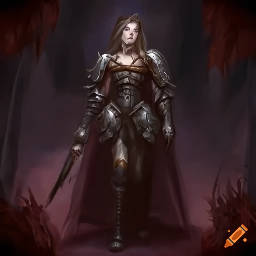 High quality D&D monster art. female dark lord in armor. Empty ...