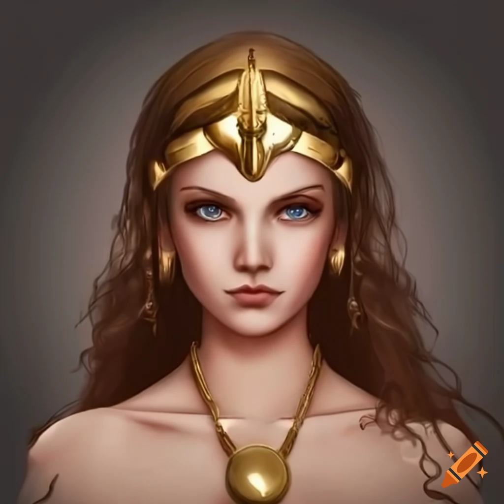 Young beautiful athena with brown eyes