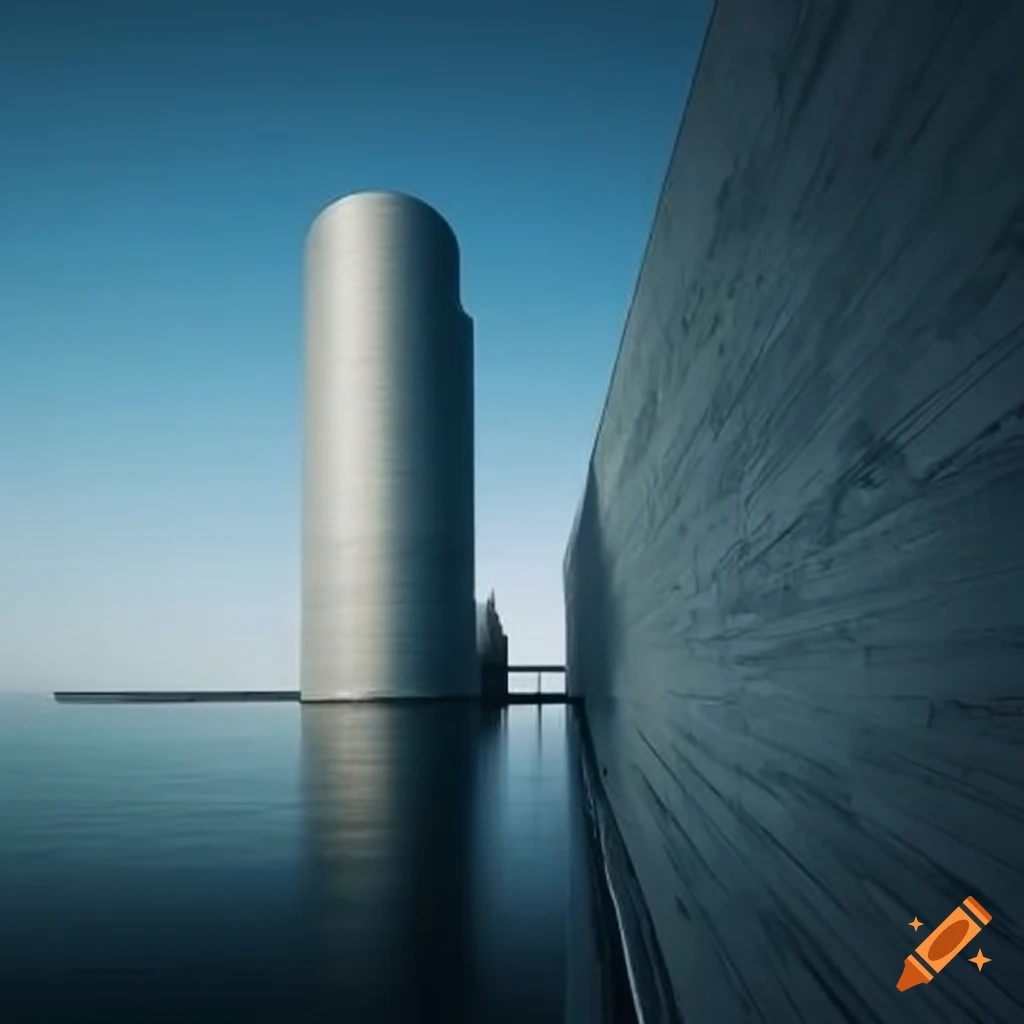 Gigantic building in style tadao ando