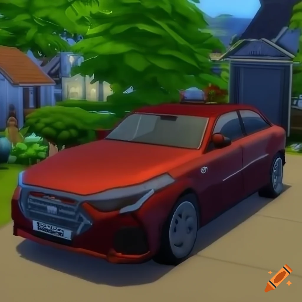 A sims 4 house with a car on Craiyon