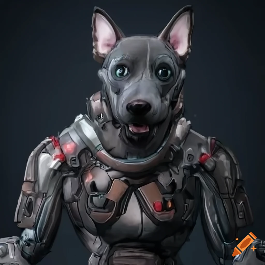Anthro cyborg dog, 4k on Craiyon