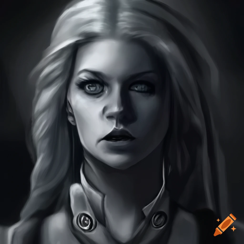 Realistic digital drawing greyscales black white grey rpg character ...