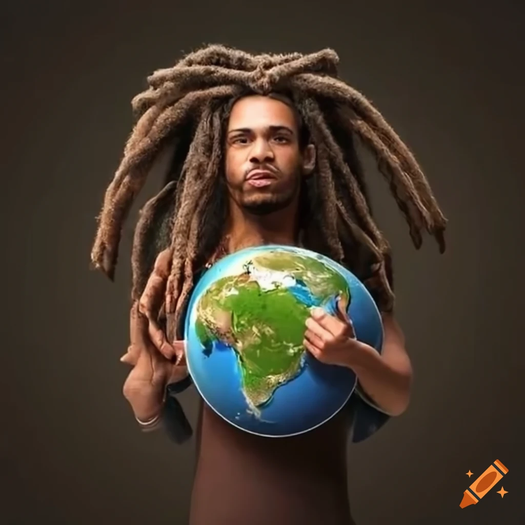 Latino guy with dreadlocks standing on earth