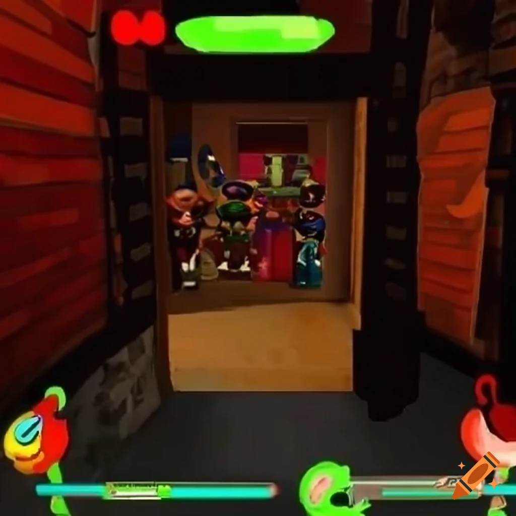 Splatoon-inspired minigames on Craiyon