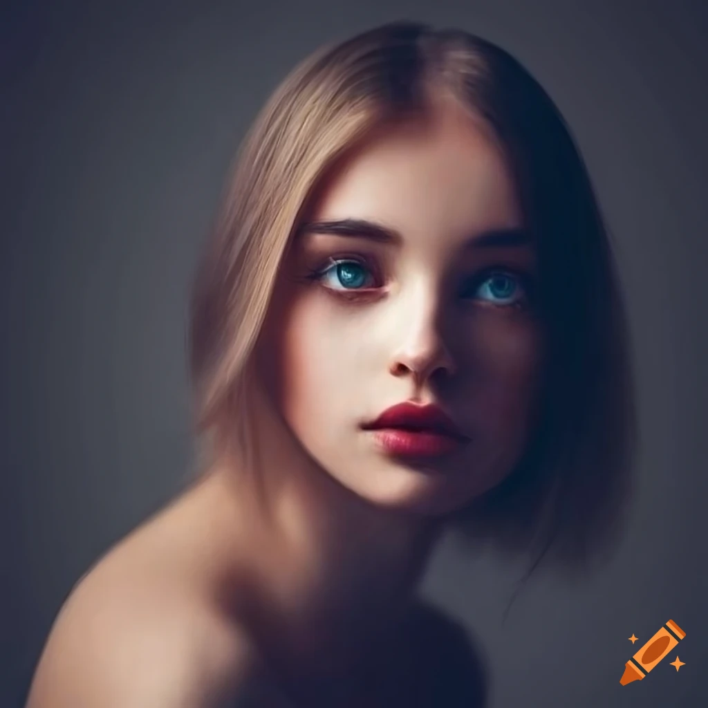 Portrait of an elegant young woman with stunning realism on Craiyon