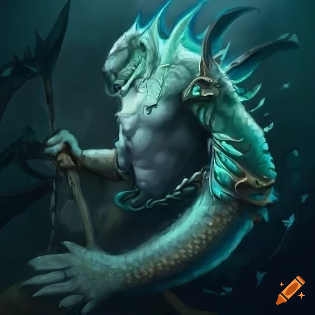 Fantasy portrait; fish warrior merfolk on Craiyon