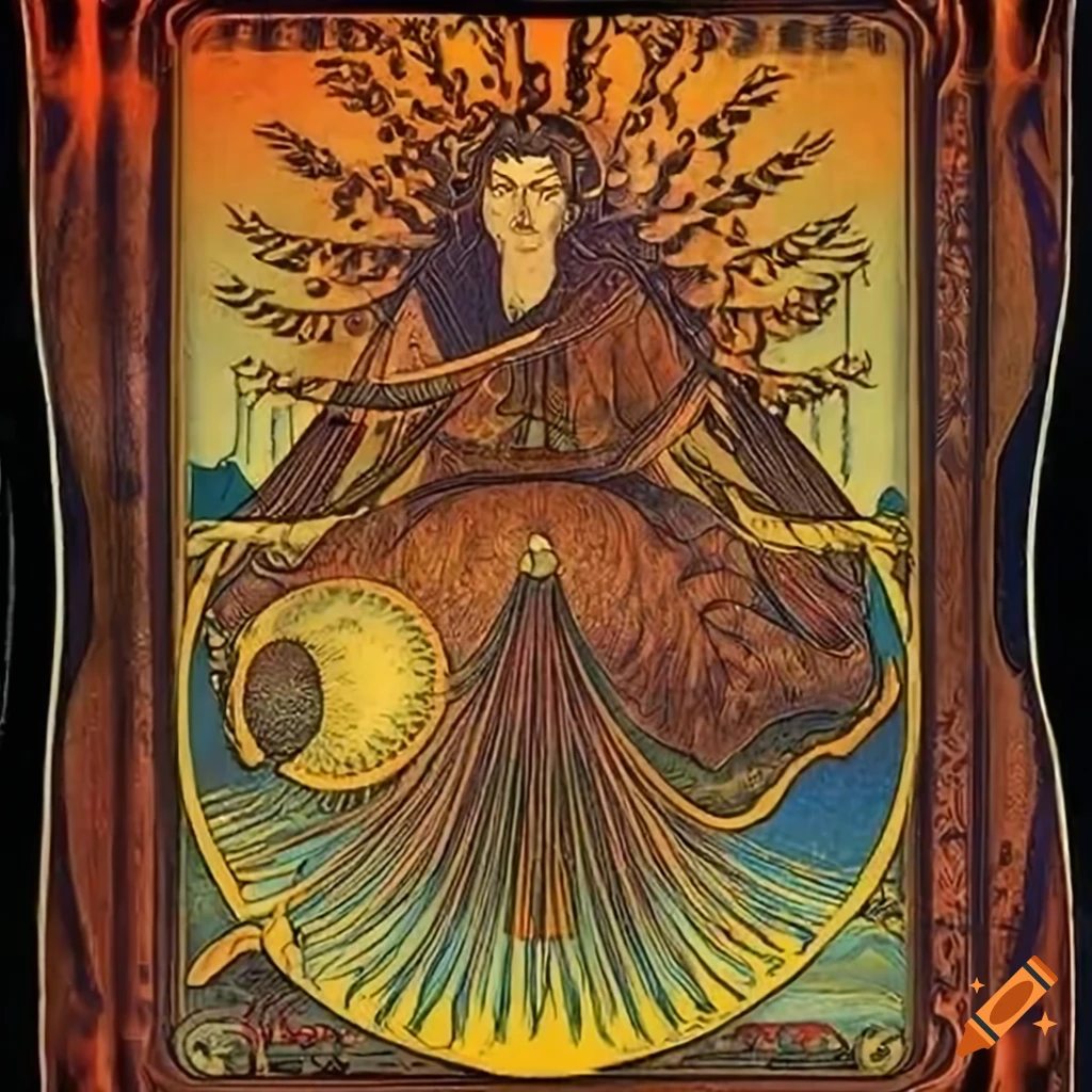 Traditional illustration of “The Sun”major arcana Tarot card in ...