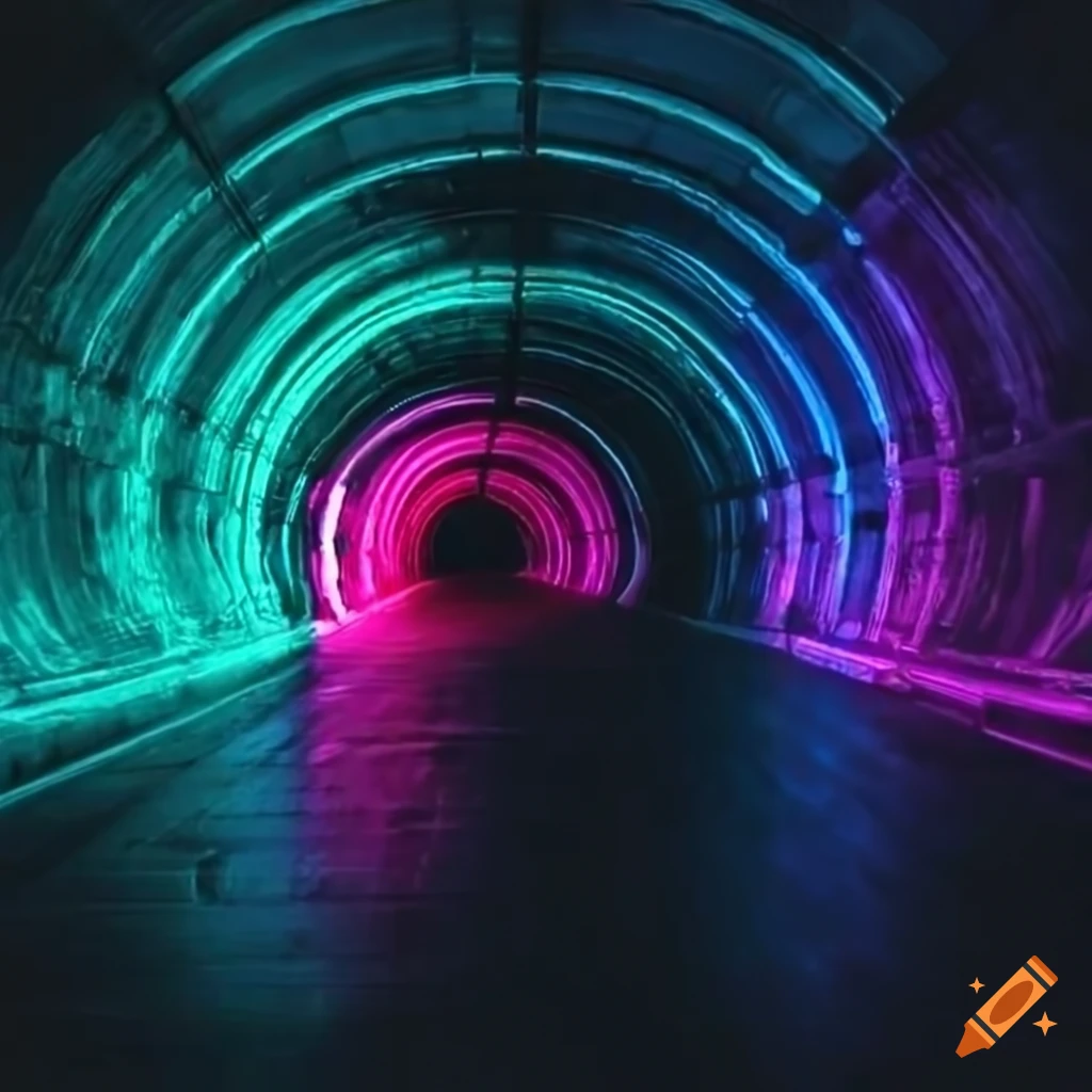 A neon tunnel on Craiyon