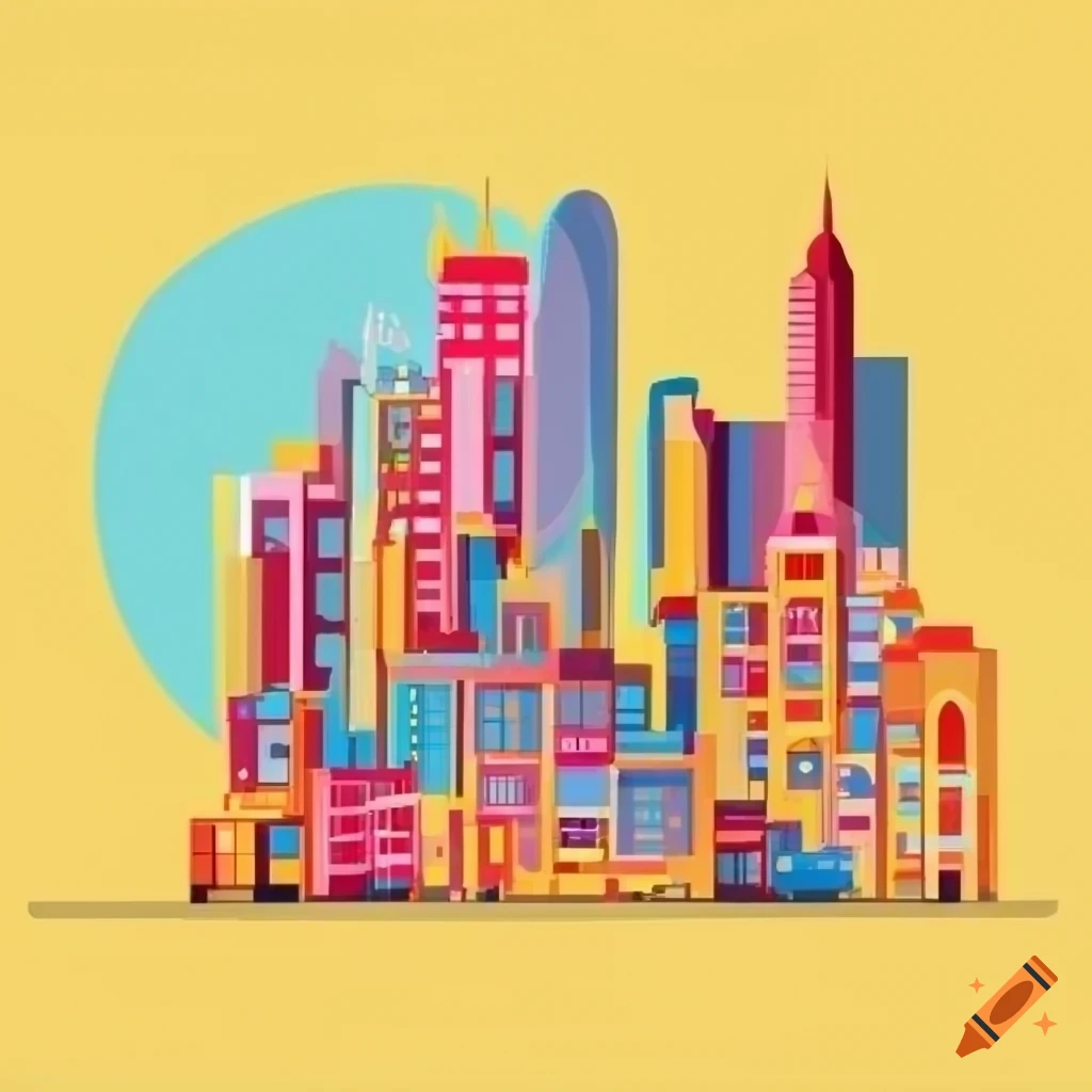 Colorful city map vector flat