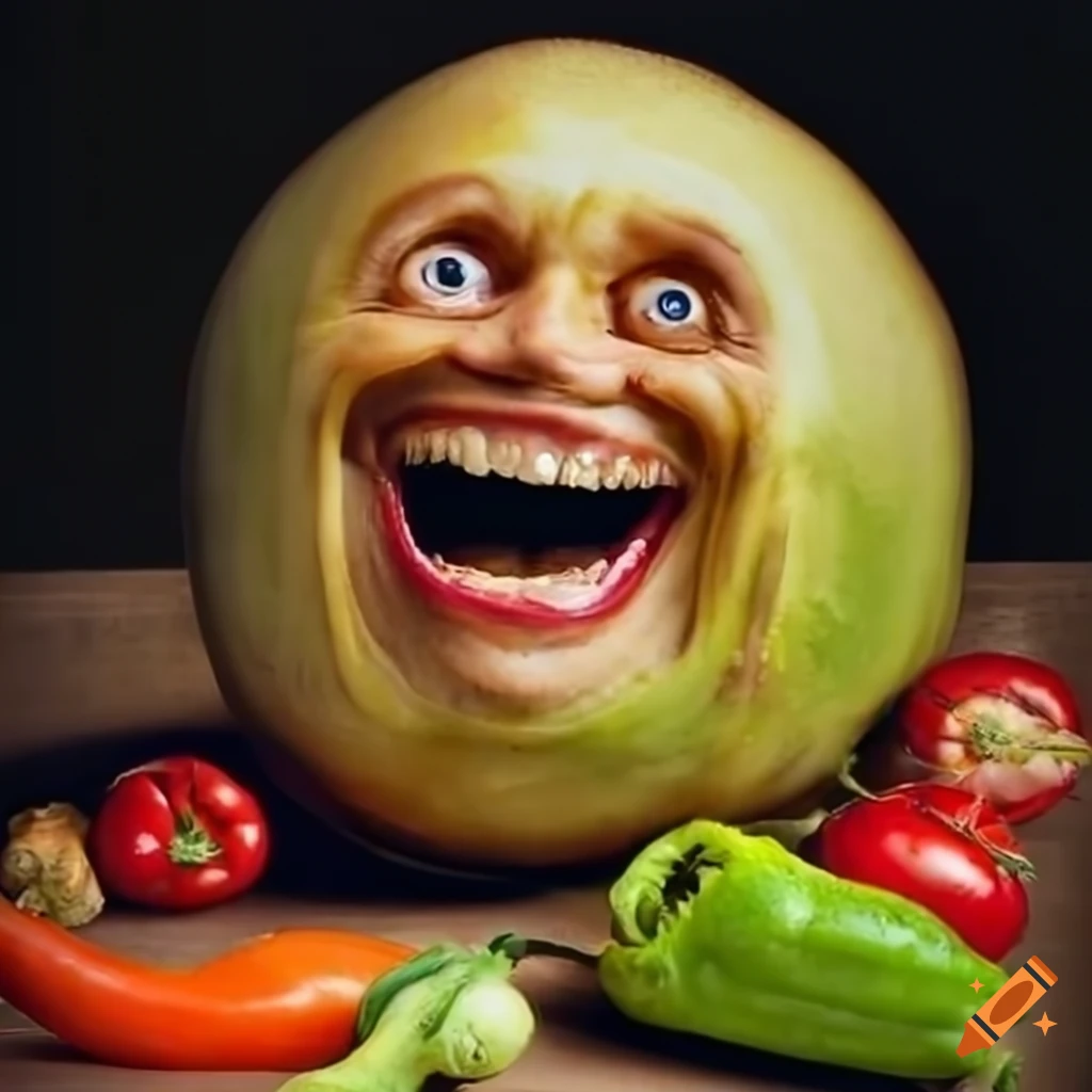 Photorealistic smiling vegetables having a friendly conversation on Craiyon