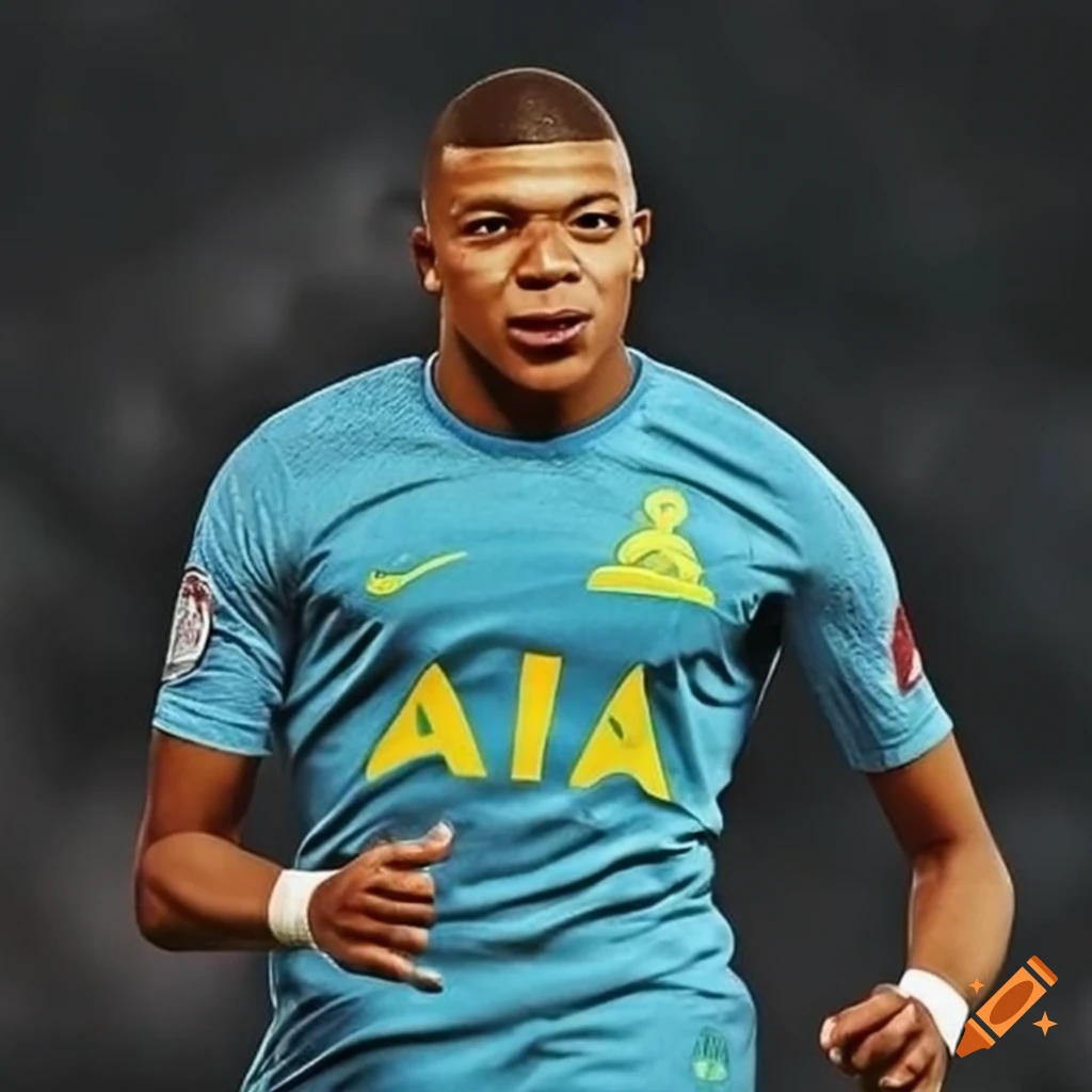 Kylian mbappé with mamelodi sundowns kit
