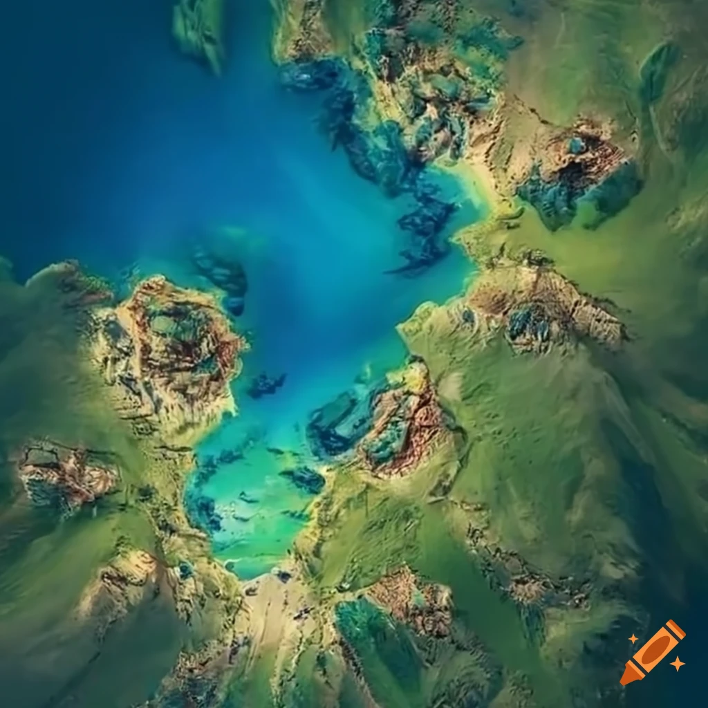 Gps map navigational waypoints trekking routes, aerial view on Craiyon