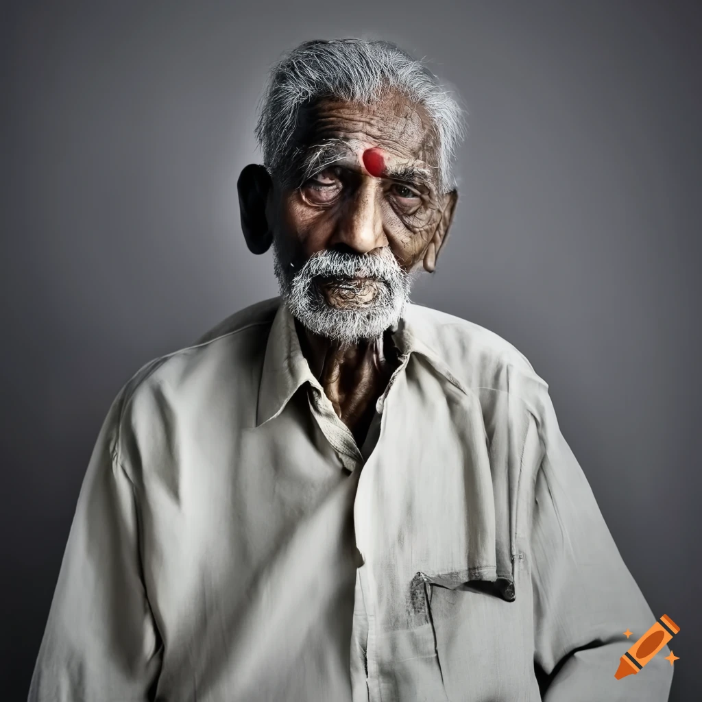Portrait photo of indian old male aged 80yrs