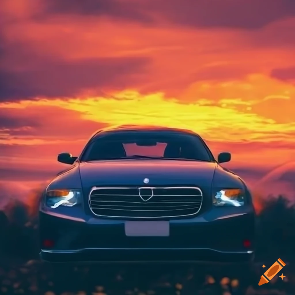 Car, sunset, autumn
