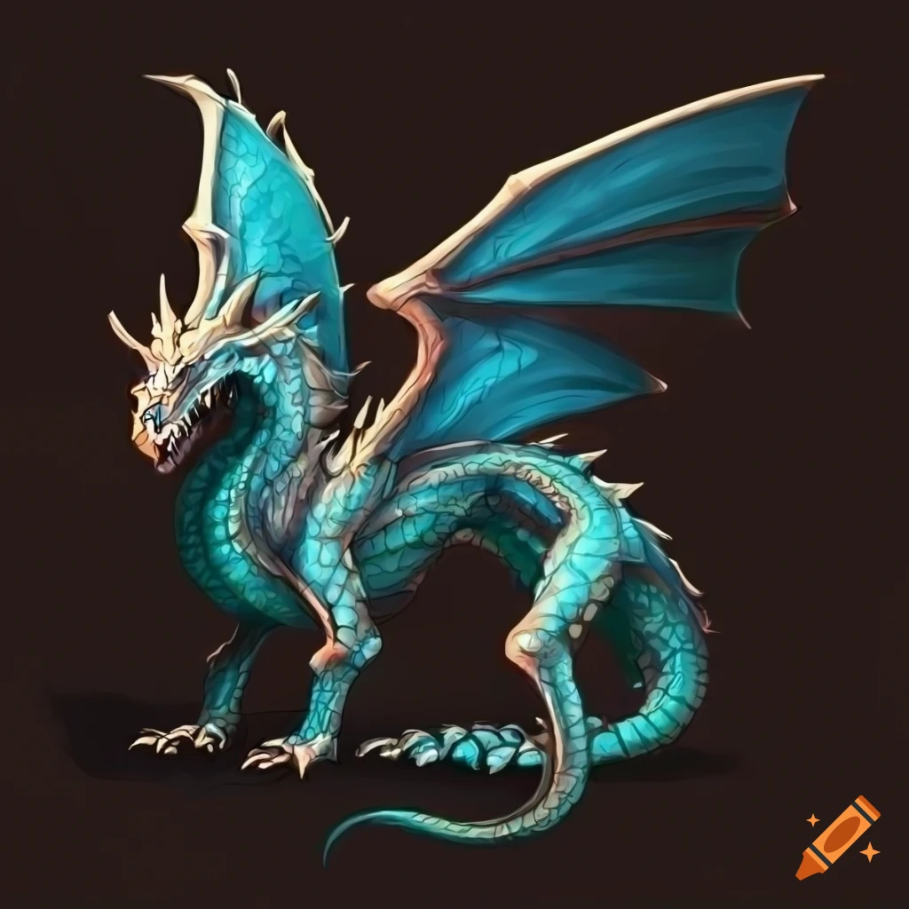 Concept designs of a dragon. full dragon body. dragon has four legs and ...