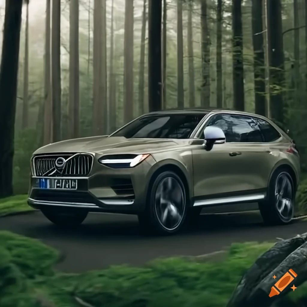2022 volvo driving through the forest on Craiyon