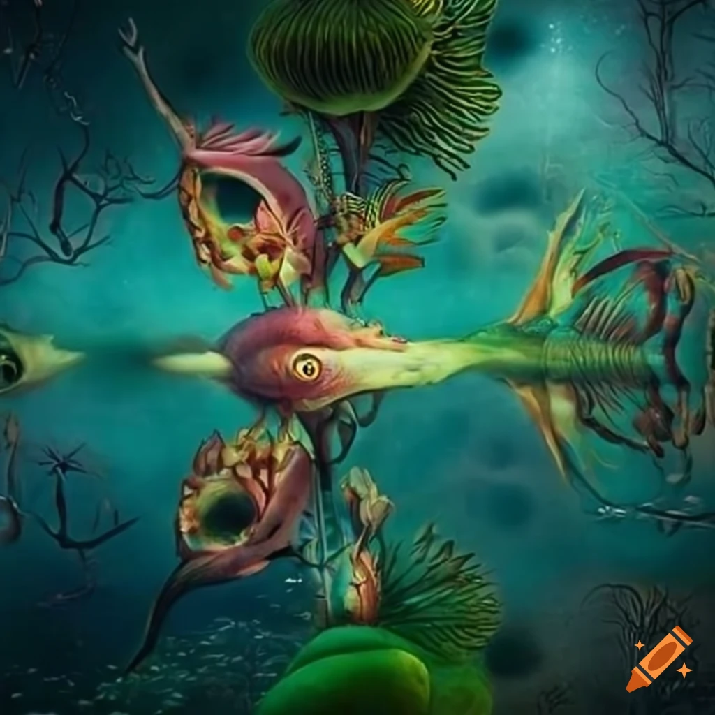 Marais surréaliste nénufars exotic and surreal floral garden habited by ...